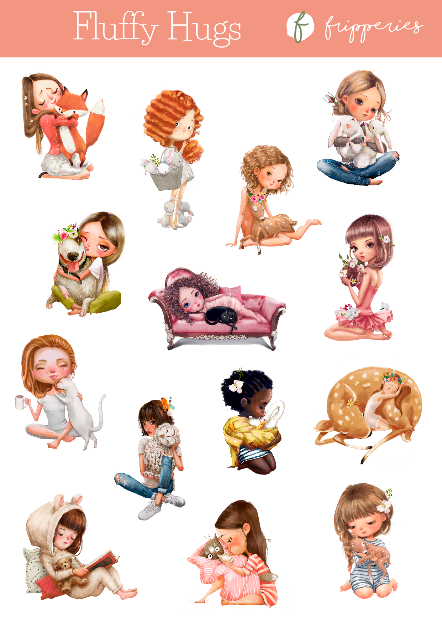 Fluffy hugs | Stickervel Fripperies – fripperiesnl